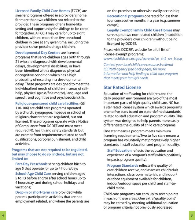 NC DCDEE child care information | PDF