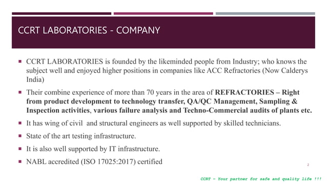 CCRT LAB - Refractory Presentation.pptx | Civil Engineering Industry ...