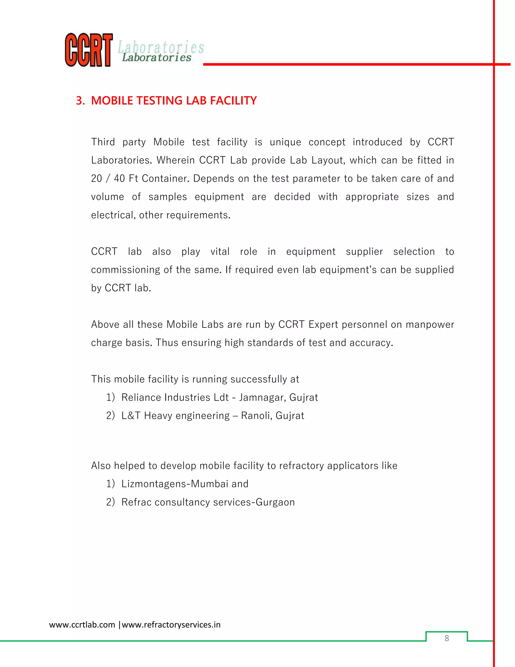 Ccrt laboratories profile | PDF