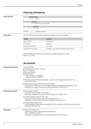CCS 120 endress+hauser datasheet-sensor for total chlorine | PDF