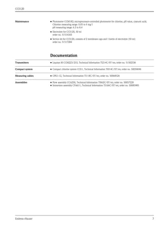 CCS 120 endress+hauser datasheet-sensor for total chlorine | PDF