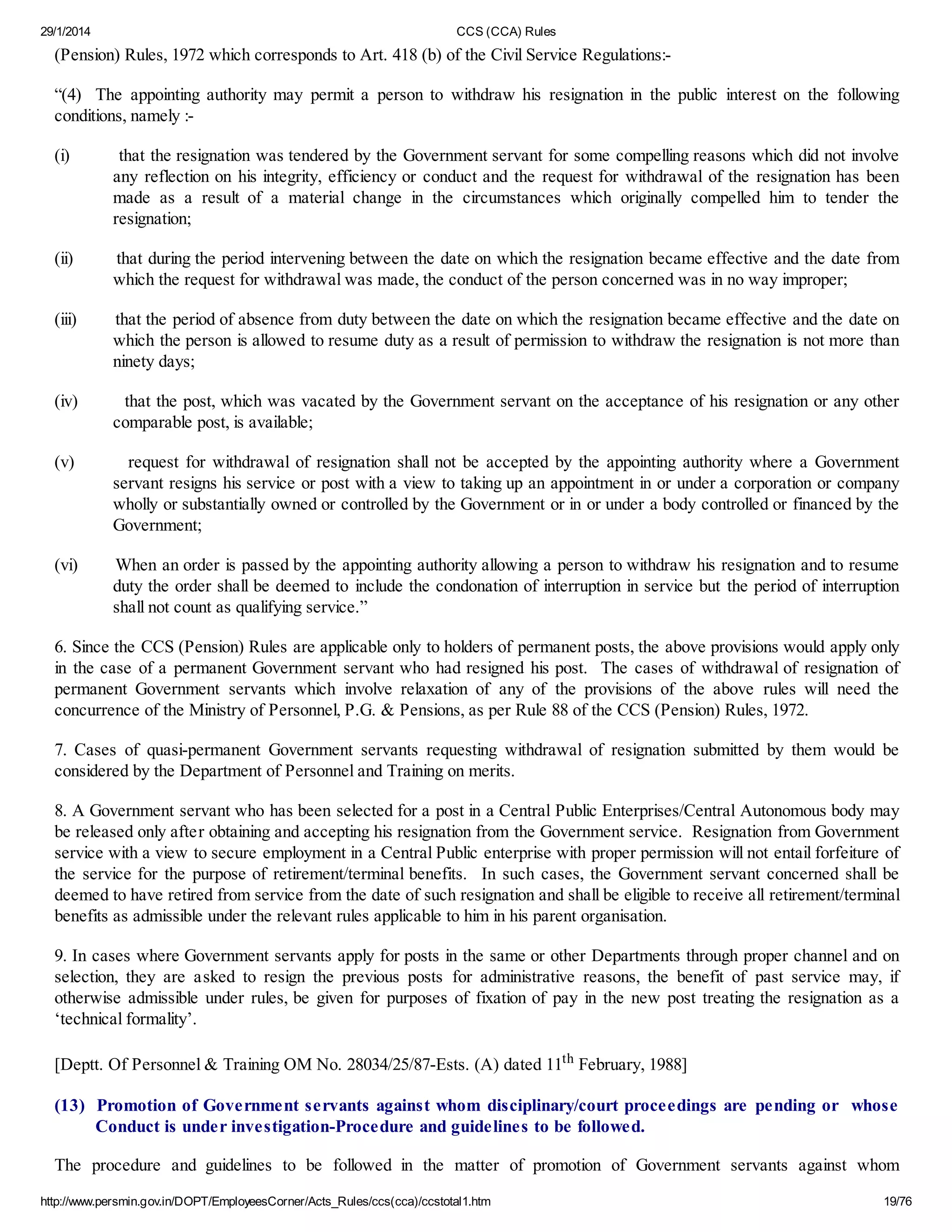 Ccs (cca) rules | PDF