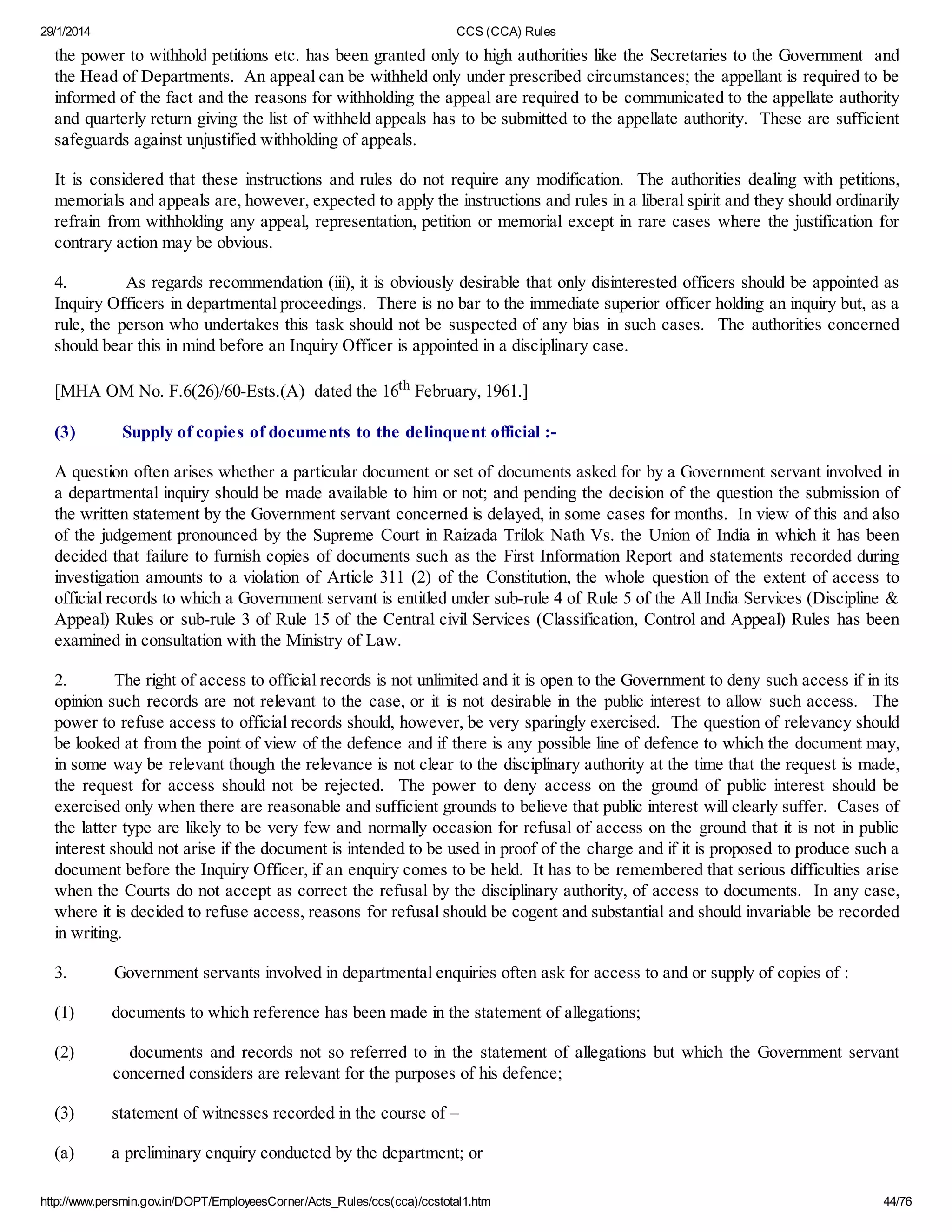 Ccs (cca) rules | PDF