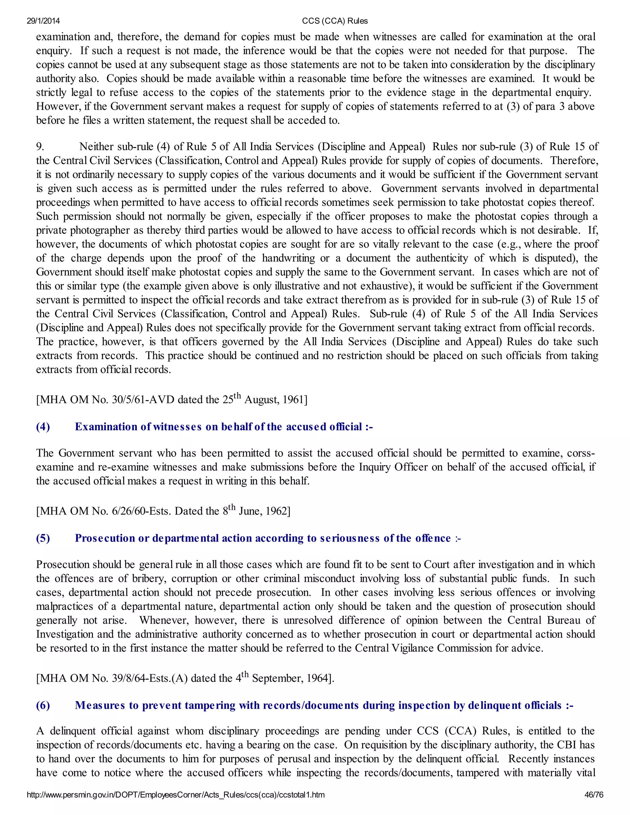 Ccs (cca) rules | PDF