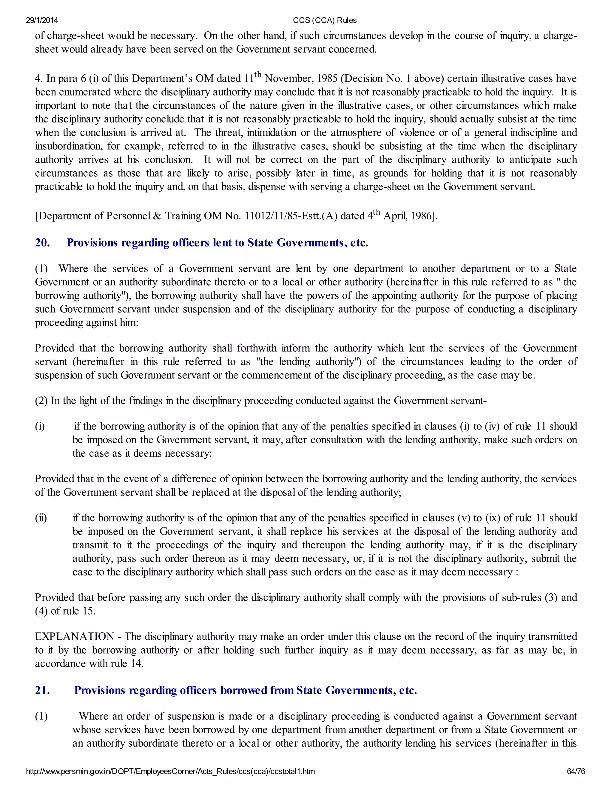 Ccs (cca) rules | PDF
