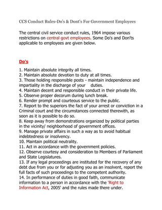 Ccs conduct rules.do and donot.vigilance aspect.bose
