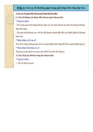Các sự cố thường gặp trong thi công cọc khoan nhồi và cọc barrette | PDF