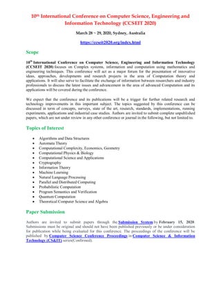 10th International Conference on Computer Science, Engineering and ...