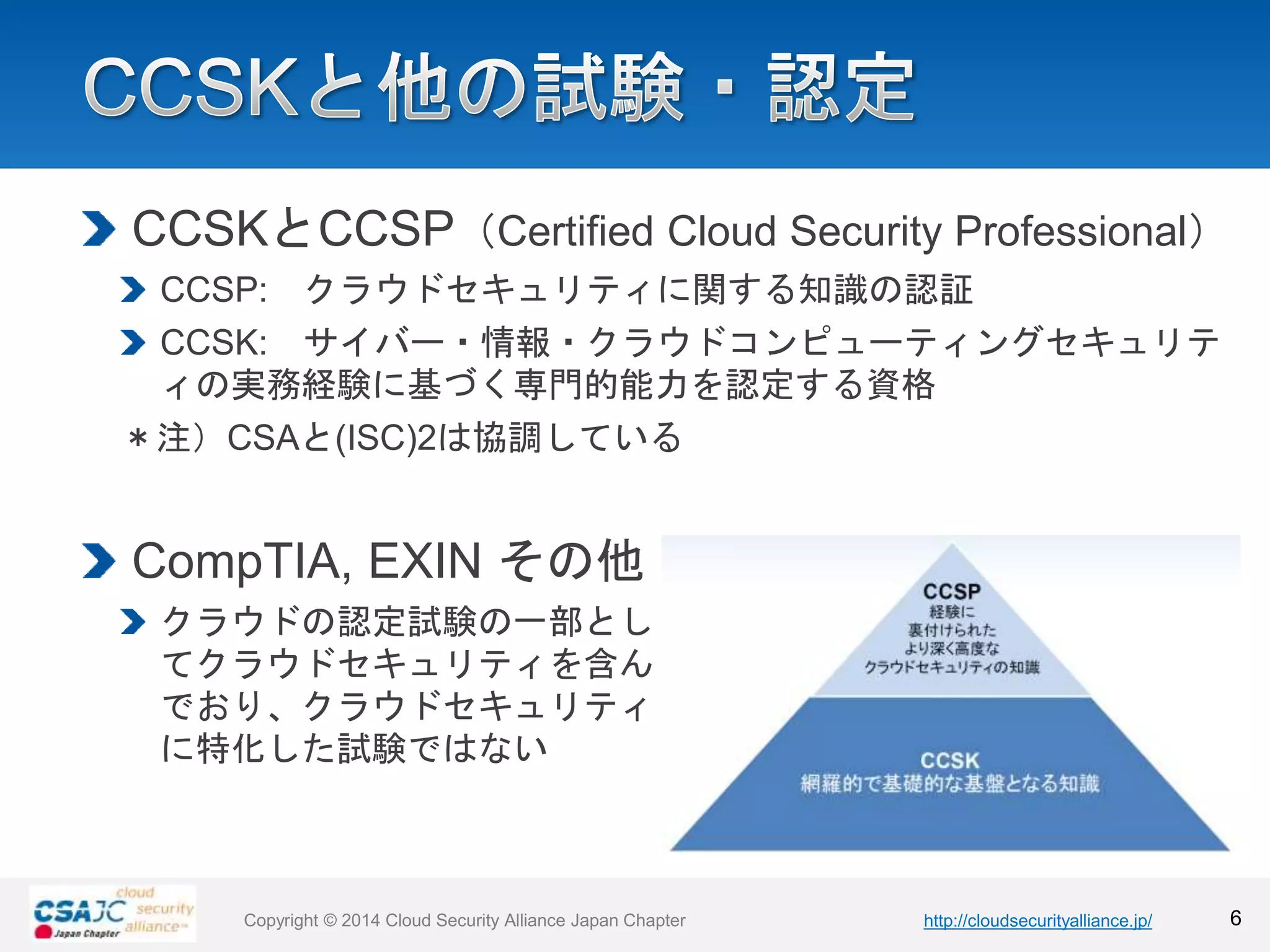CCSK (Certificate of Cloud Security Knowledgebase)概要 | PPT