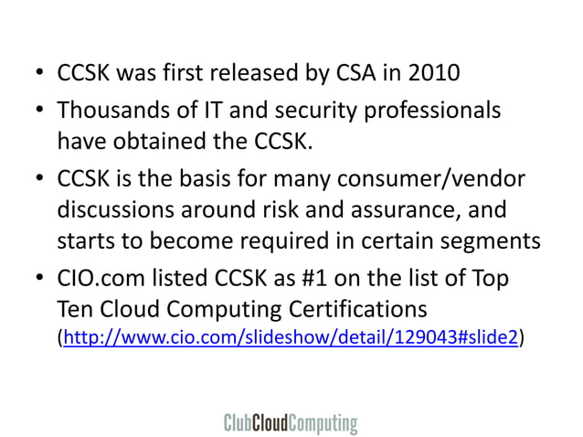 CCSK Certificate of Cloud Computing Knowledge - overview | PPTX | Cloud ...