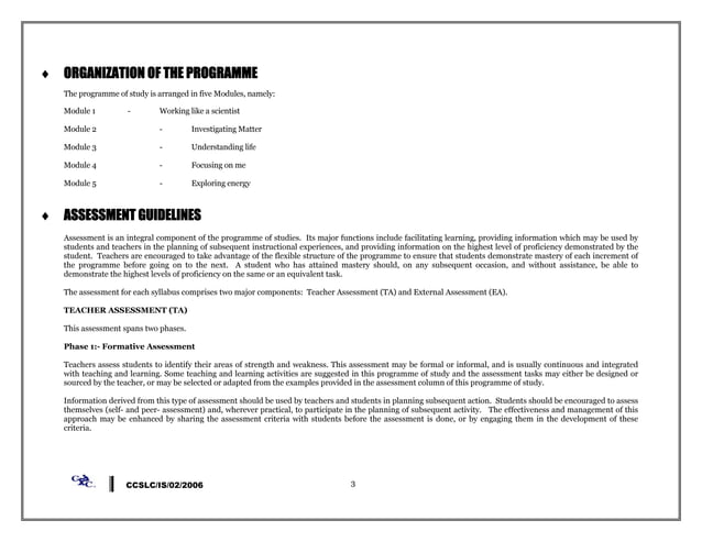 Ccslc syllabus (integrated science) Leroy walker | PDF