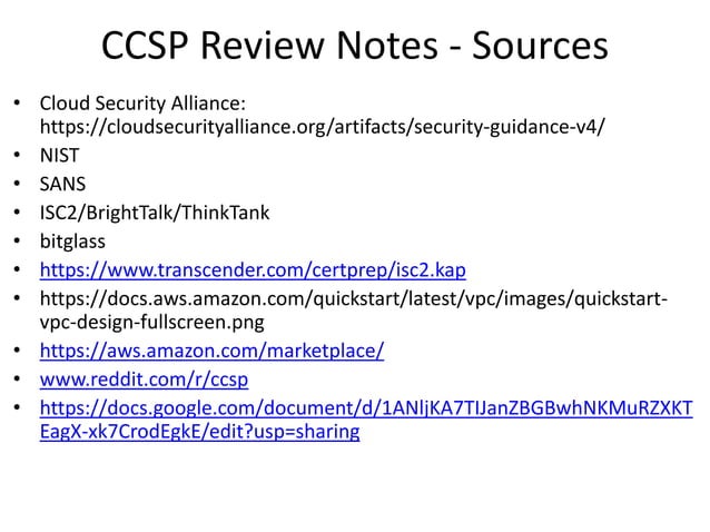 CCSP Official Review Notes - 2019 version by Ben.pptx | Cloud Computing ...