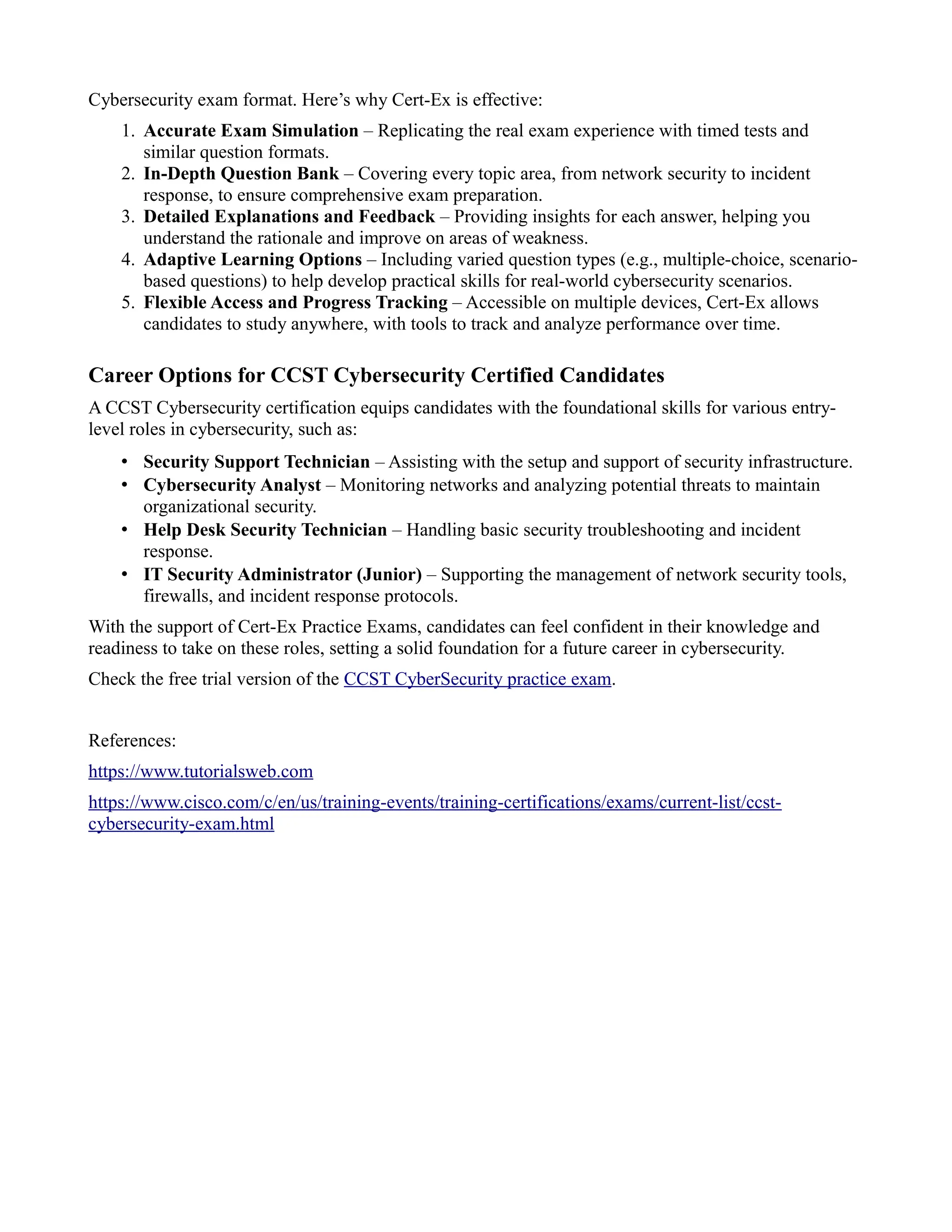 Cert-Ex Practice Exams for CCST CyberSecurity | PDF