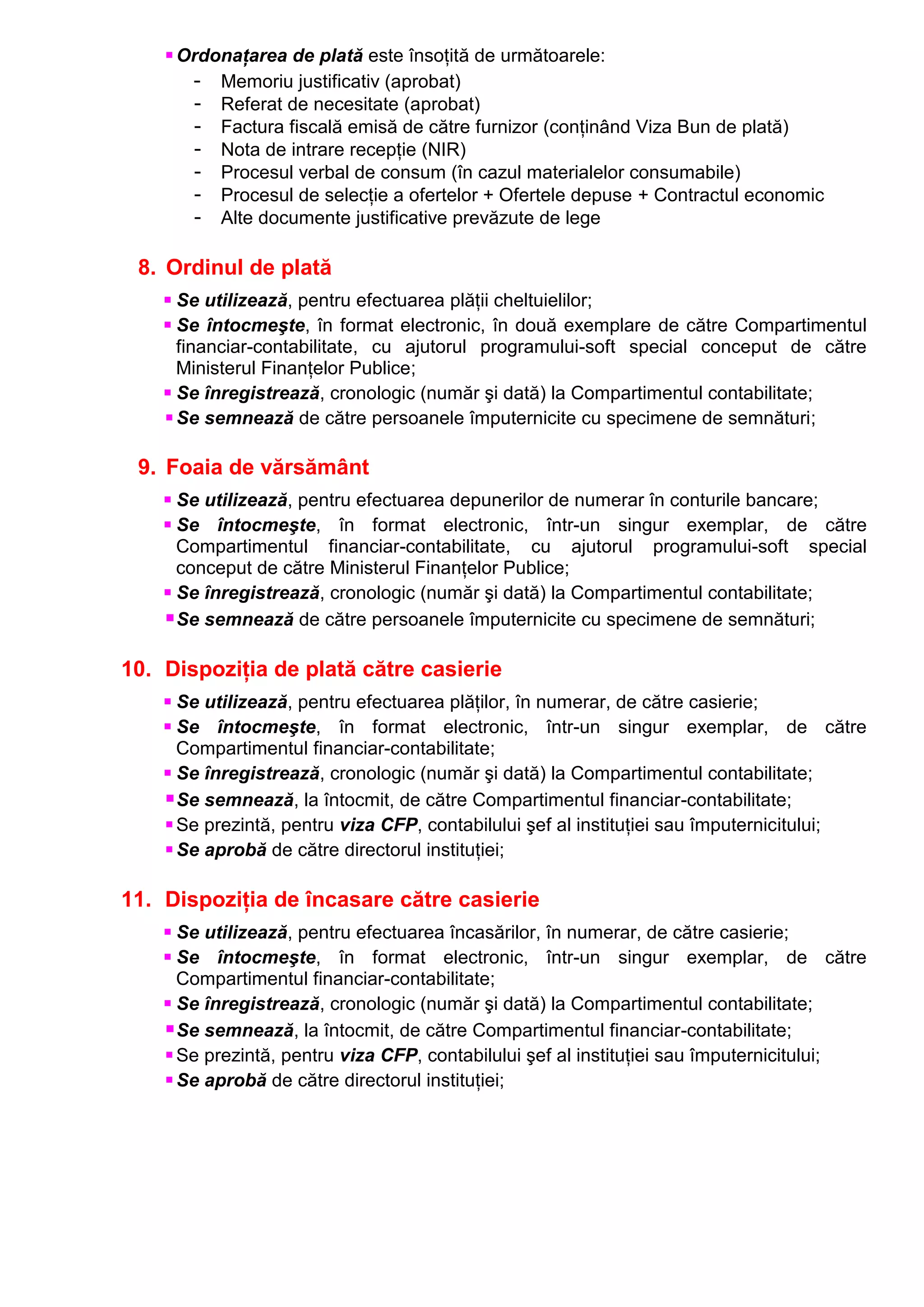 Ccst norme contabile - documente (intocmire + avizare + aprobare ...