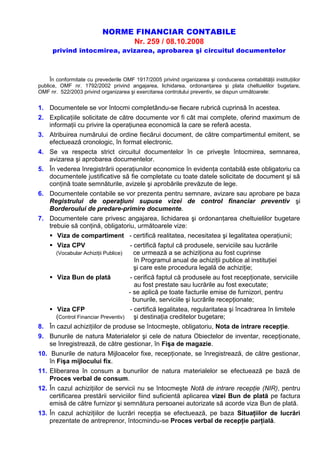 Ccst norme contabile - documente (intocmire + avizare + aprobare ...