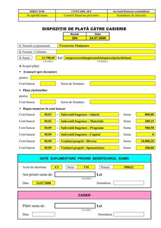 Ccst norme contabile - documente (intocmire + avizare + aprobare ...