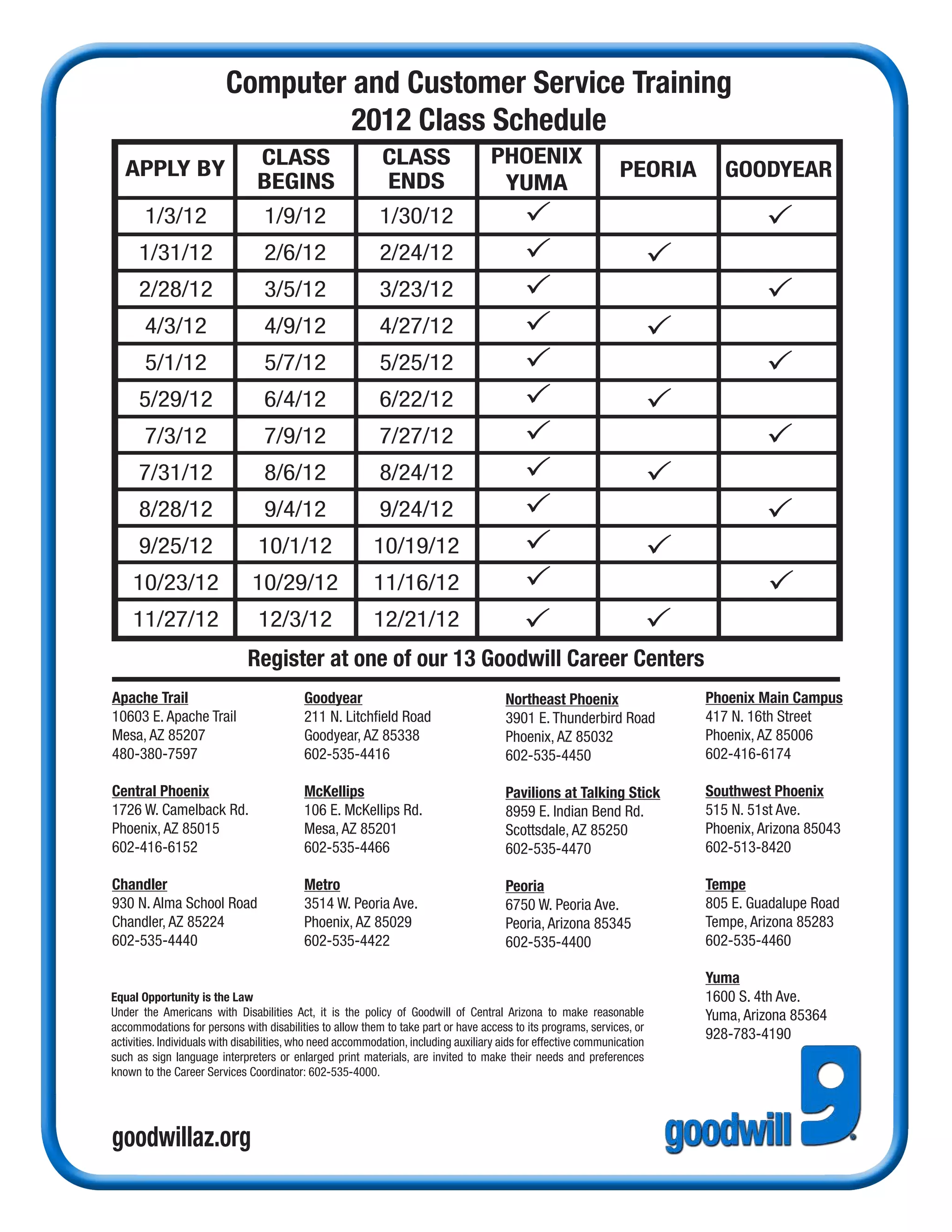 Goodwill Computer Training Calendar/Details | PDF
