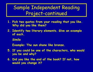 MSSD Freshman Literacy Project | PPT