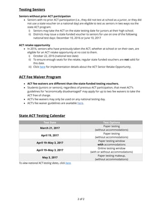 ACT Administration Guidelines - Tenessee | PDF