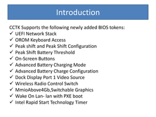 Dell Cctk support for newly added bios tokens | PPTX