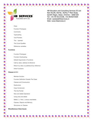 C,c++ training centre in adyar | PDF