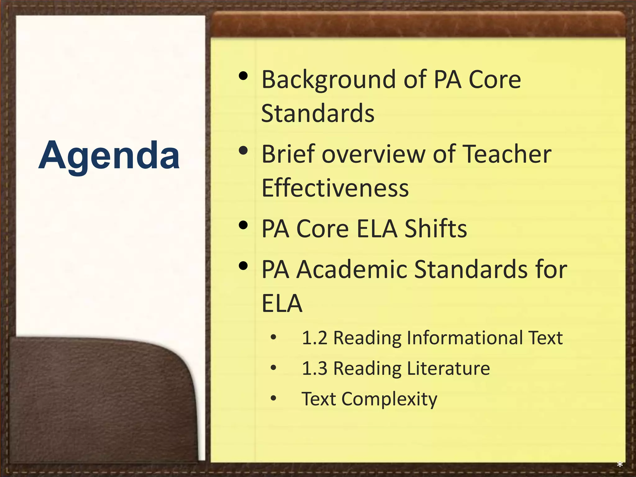 Introduction to ELA/Literacy PA Core Standards, Grades 9-12 | PPT