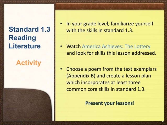 Introduction to ELA/Literacy PA Core Standards, Grades 9-12 | PPT