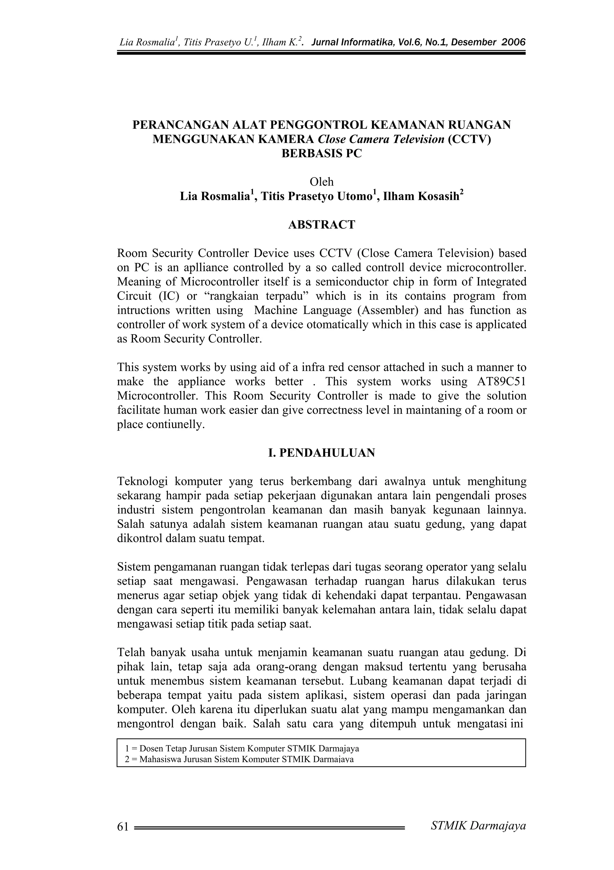 Cctv alat kontrol keamanan ruangan | PDF