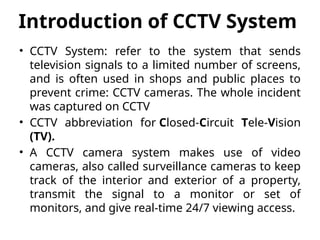 CCTV Camera installation and all its procedure | PPTX