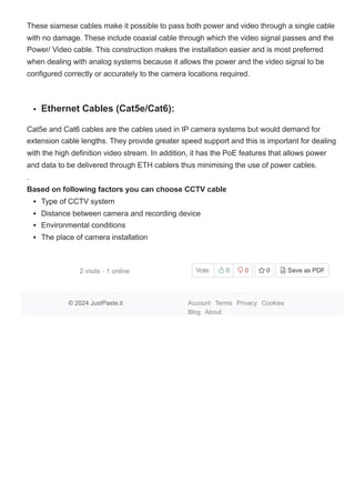 Reliable CCTV Camera Cable for Clear Surveillance | PDF