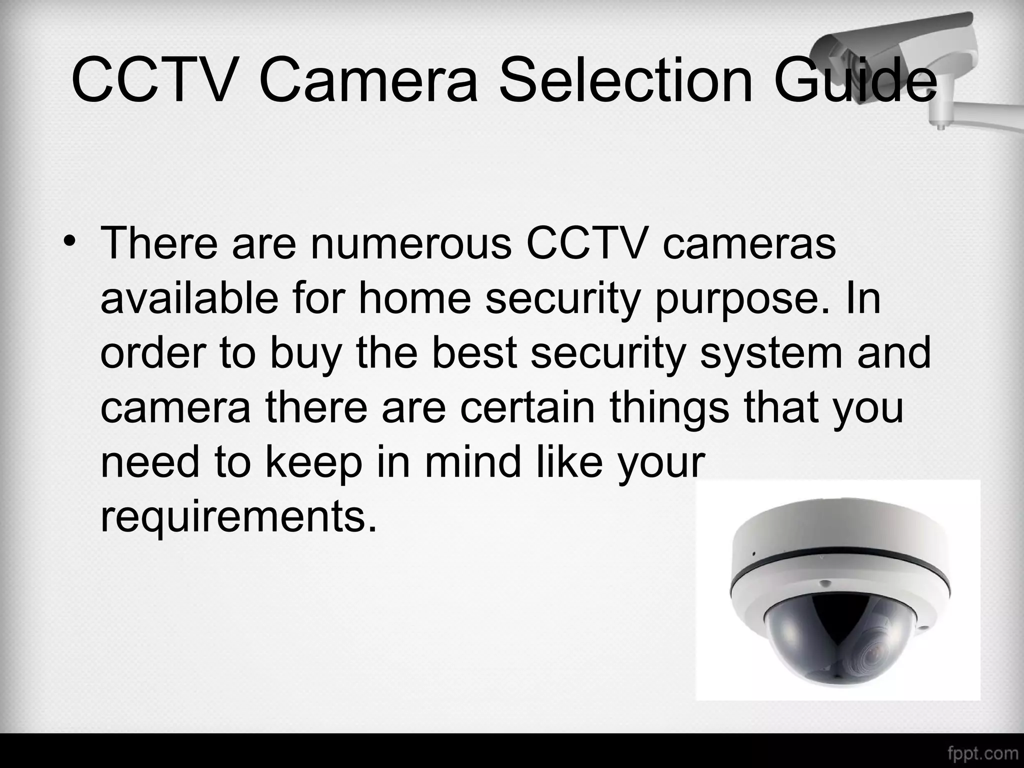 CCTV Camera Selection Guide | PPT
