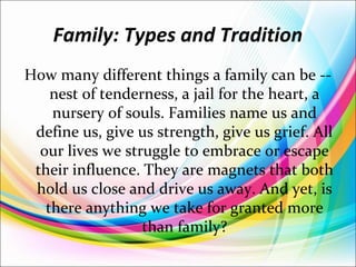Cross Culture Understanding (CCU) Family : Types and Traditions in ...
