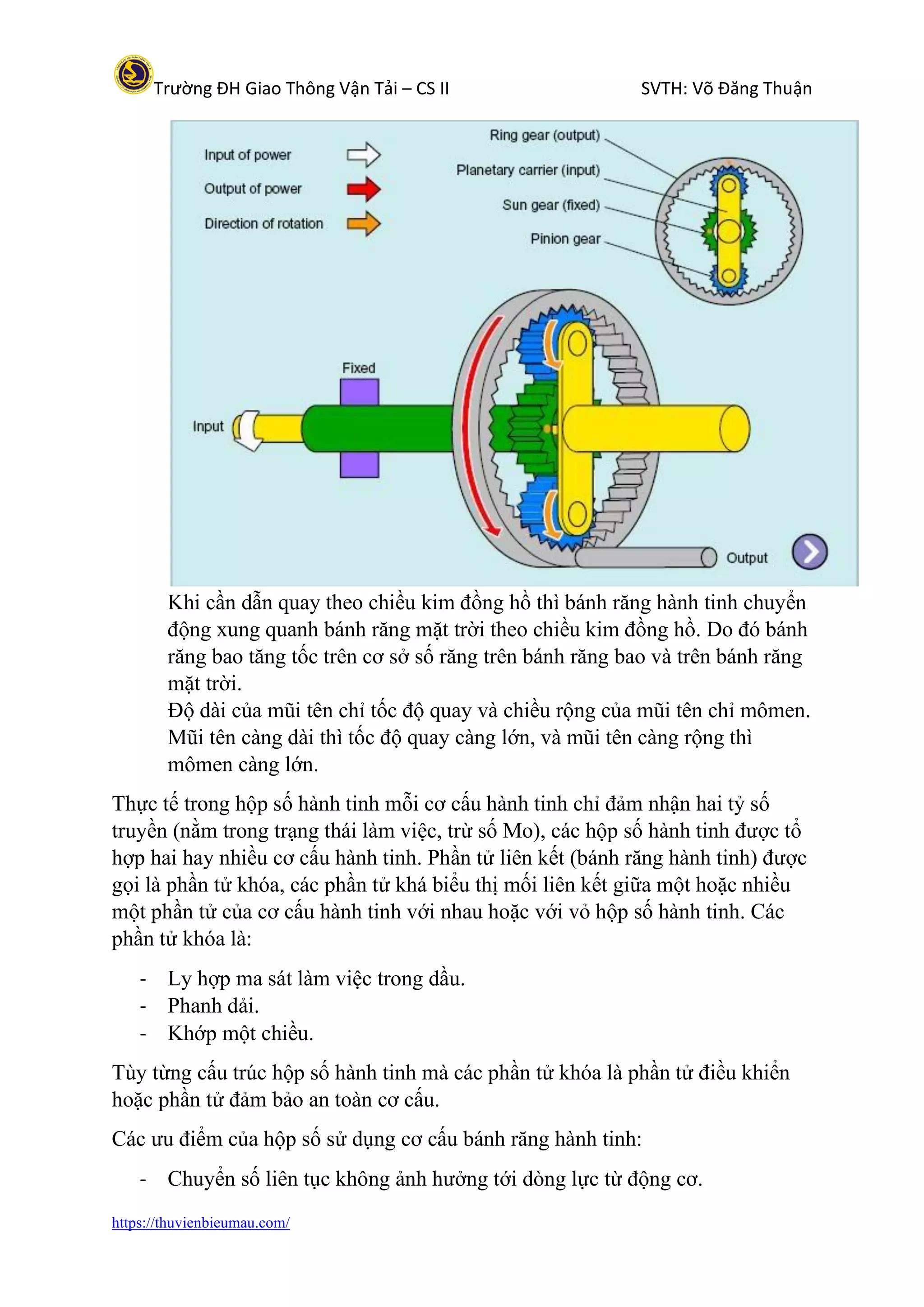 Phân tích động học Cơ cấu hành tinh kiểu Simpson trong hộp số tự động | PDF