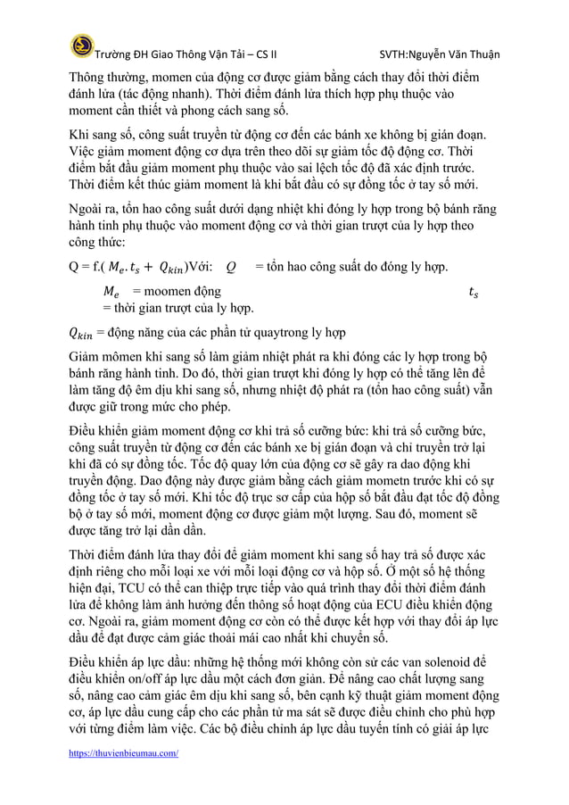 Phân tích động học Cơ cấu hành tinh kiểu Simpson trong hộp số tự động | PDF