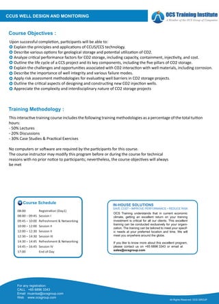 CCUS WELL DESIGN AND MONITORING TRAINING | PDF