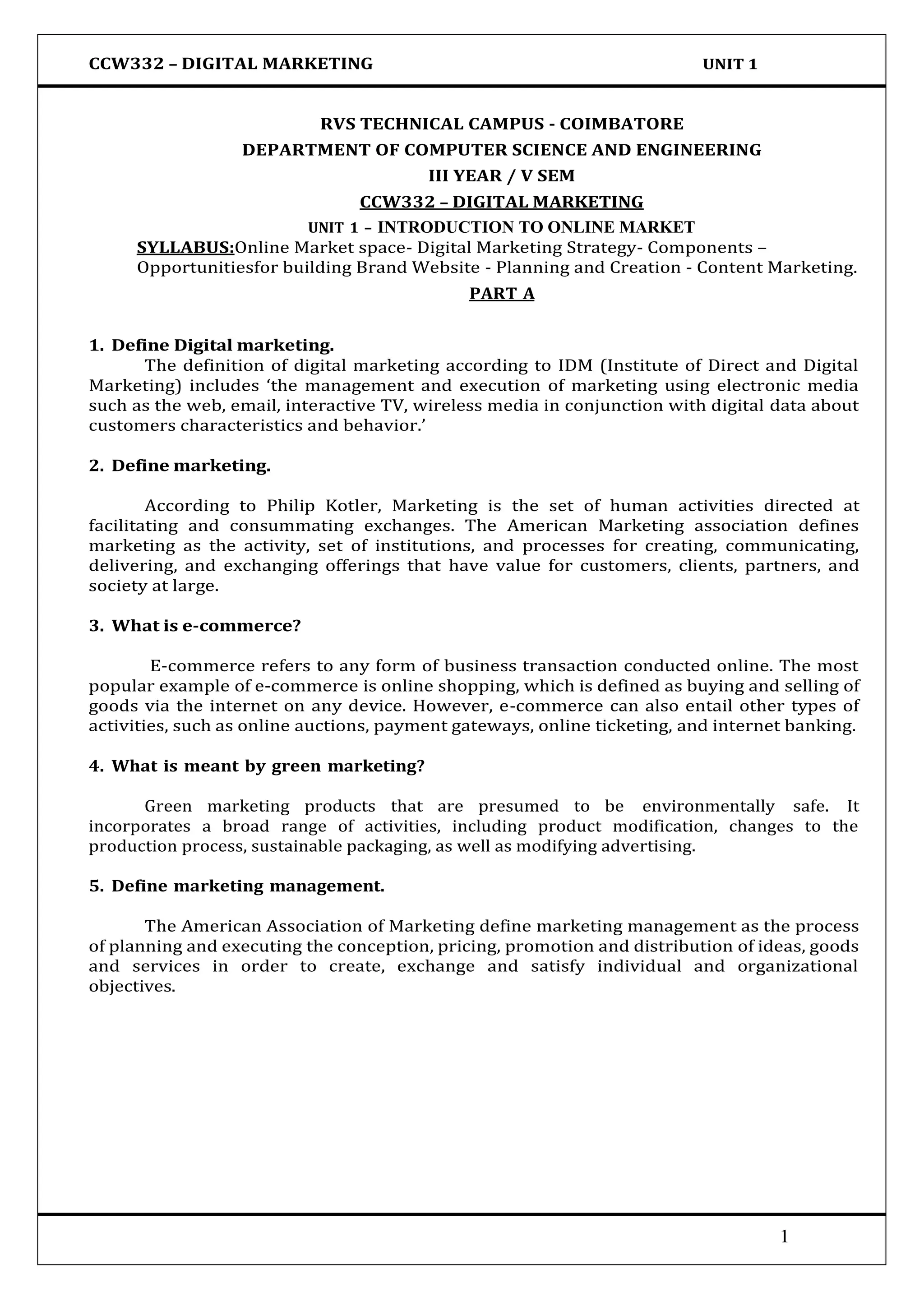 CCW332-DIGITAL MARKETING QUESTION BANK WITH ANSWERS | DOCX