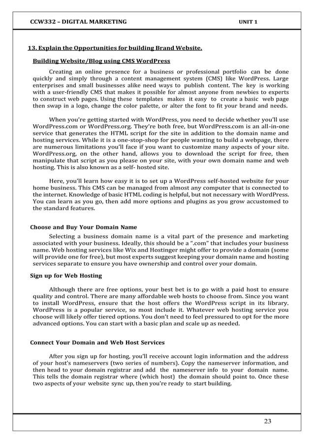 CCW332-DIGITAL MARKETING QUESTION BANK WITH ANSWERS | DOCX