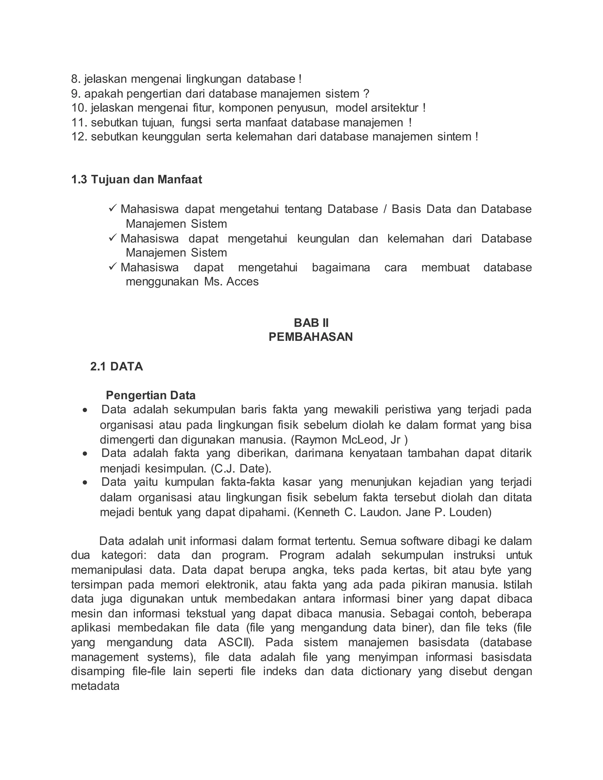 Materi lengkap tentang database | DOCX