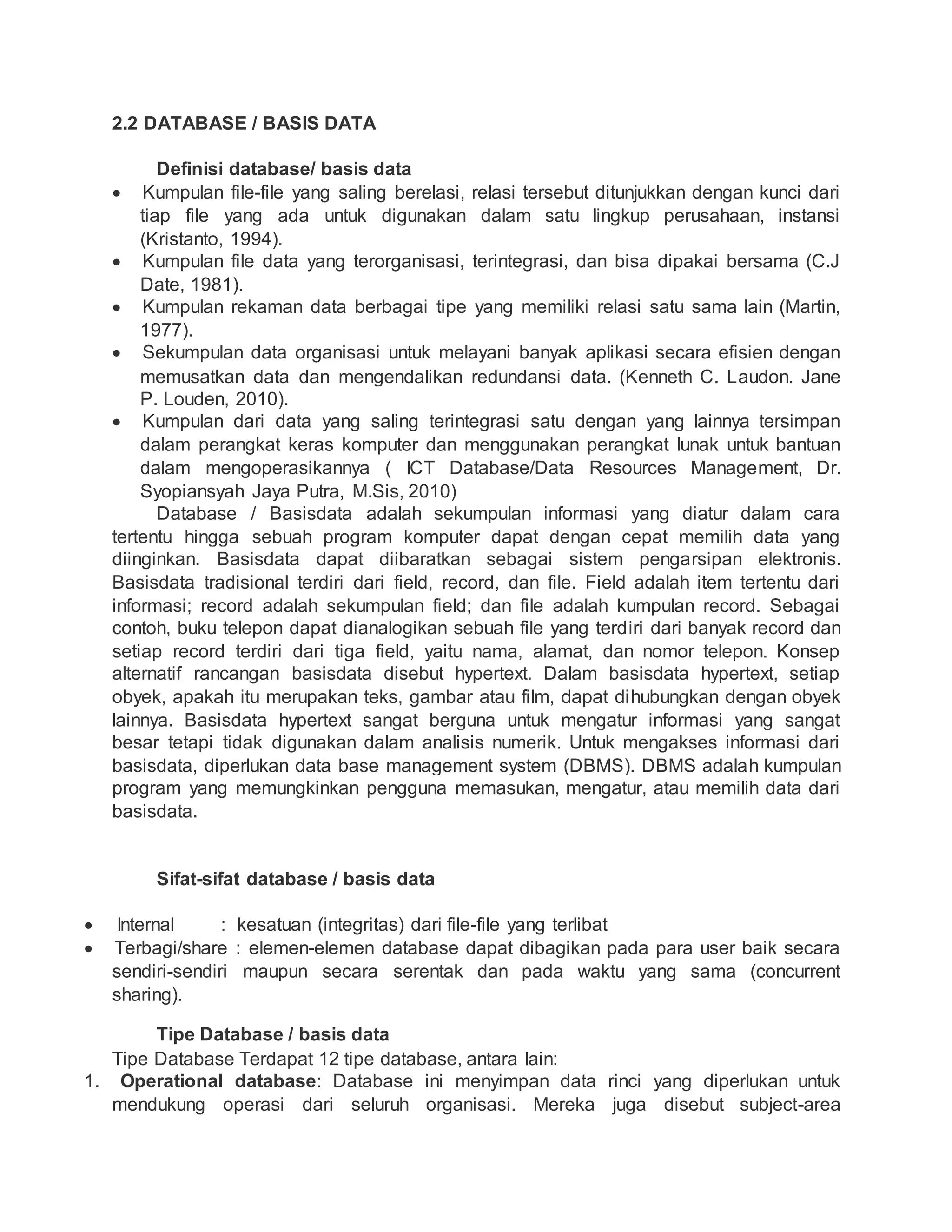 Materi lengkap tentang database | DOCX