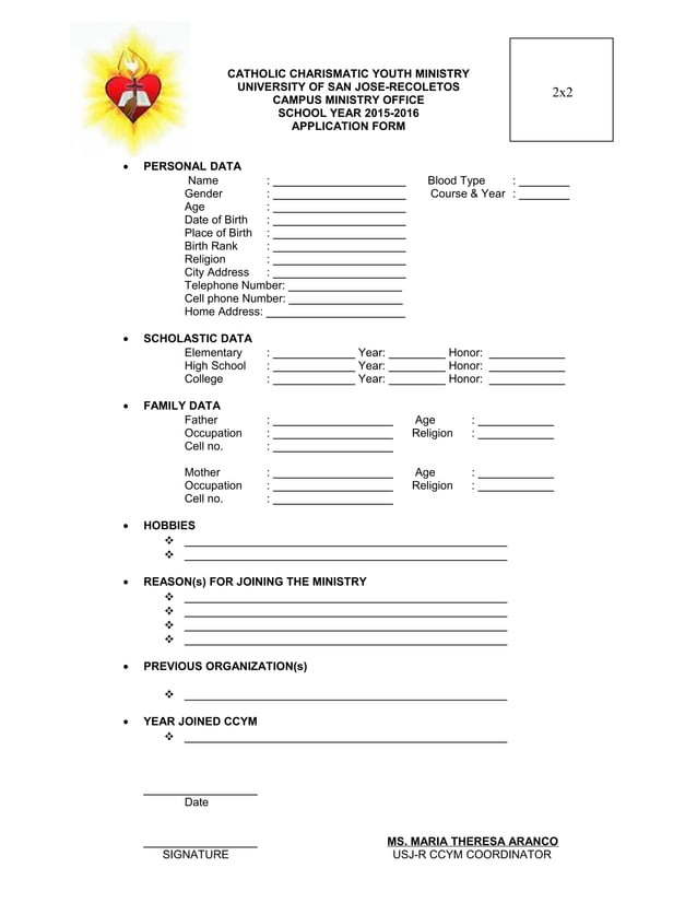 Ccym application form | DOC