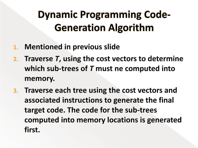 Dynamic Programming Code-Optimization Algorithm (Compiler Design) | PPT Dynamic Programming Code-Optimization Algorithm (Compiler Design) | PPT