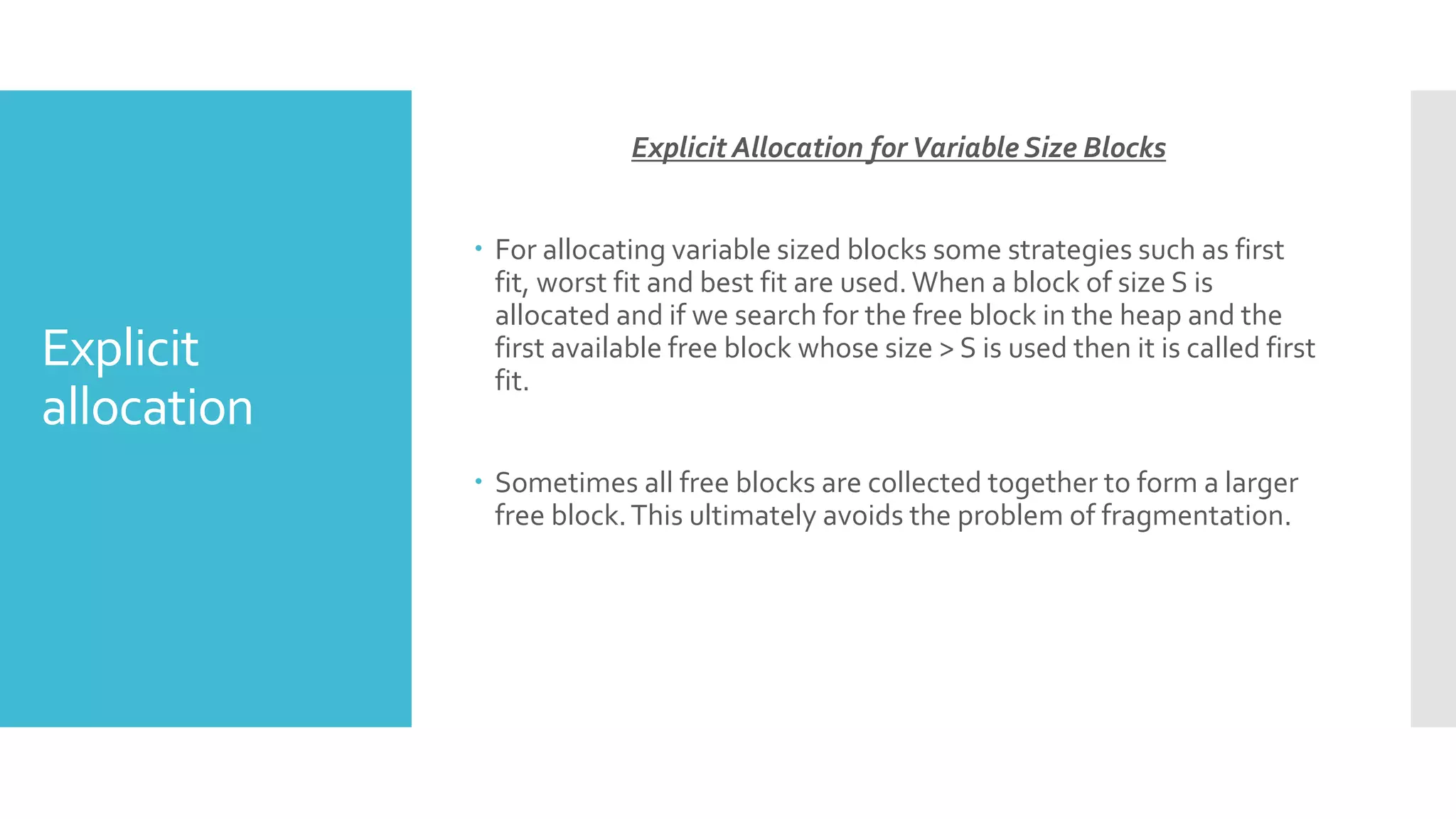 Dynamic storage allocation techniques in Compiler design | PPTX