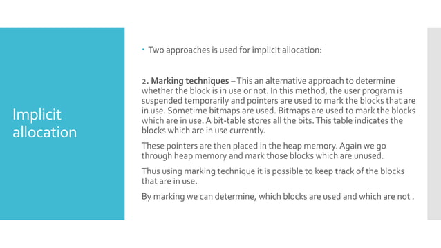 Dynamic storage allocation techniques in Compiler design | PPTX