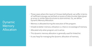 Dynamic storage allocation techniques in Compiler design | PPTX
