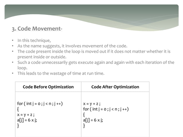 Code optimization | PPTX | Programming Languages | Computing