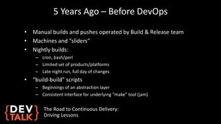 DevTalk: The Road to Continuous Delivery: Driving Lessons | PPT