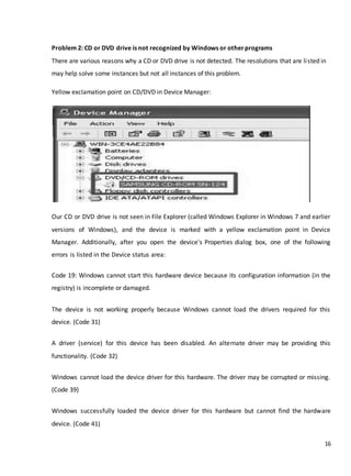 CD/DVD Drive Error Cause Detection and Solution | PDF