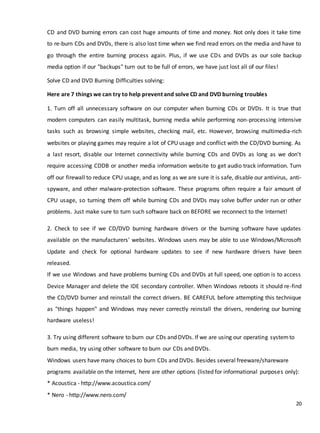 CD/DVD Drive Error Cause Detection and Solution | PDF