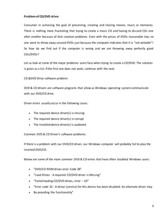 CD/DVD Drive Error Cause Detection and Solution | PDF