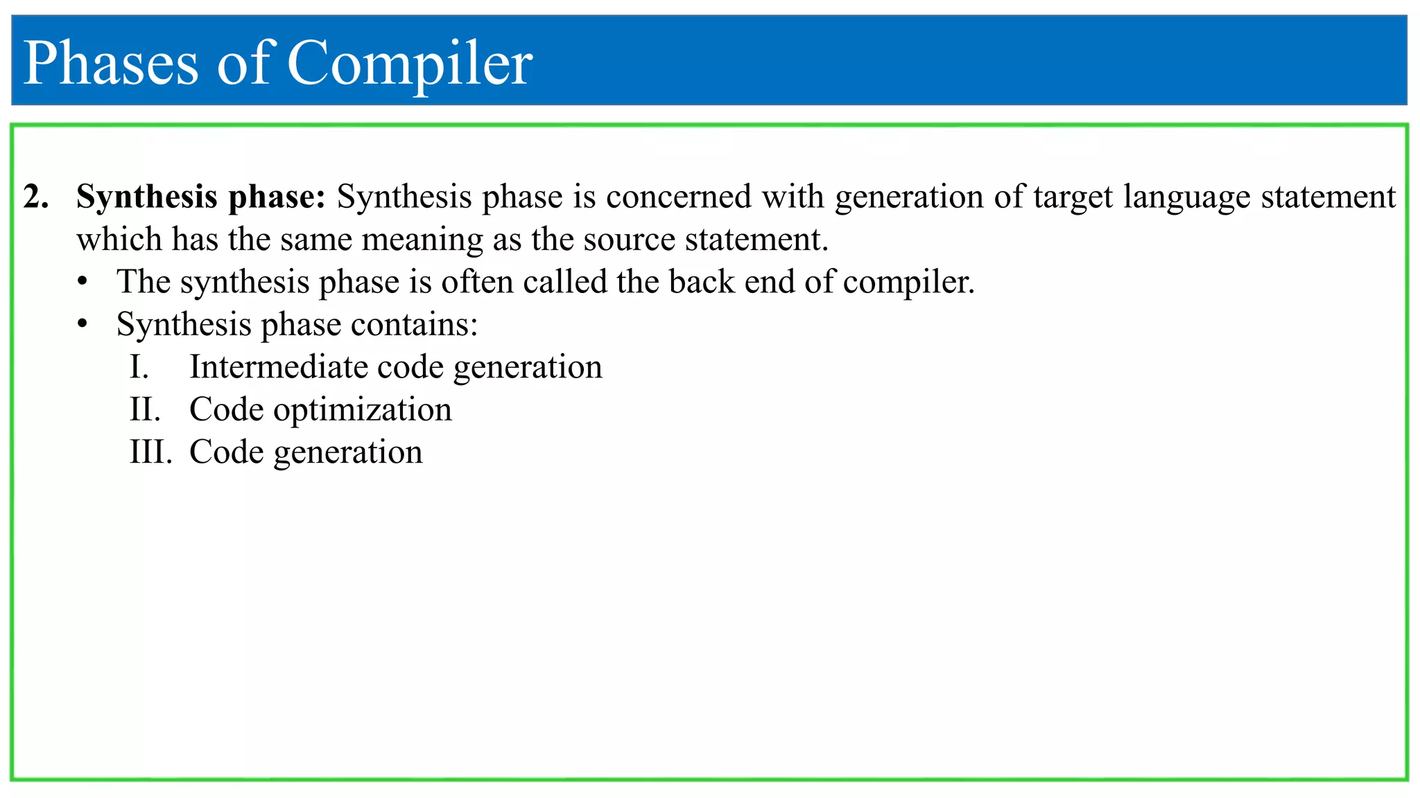 The Phases of a Compiler | PPTX | Programming Languages | Computing